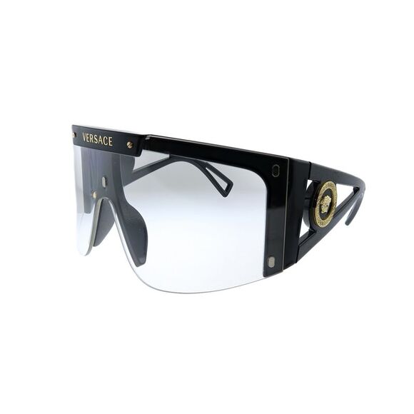 Versace | Accessories | New Versace Ve 4393 Gb1w Black Plastic Sunglasses Purple Or Grey Clip On ...